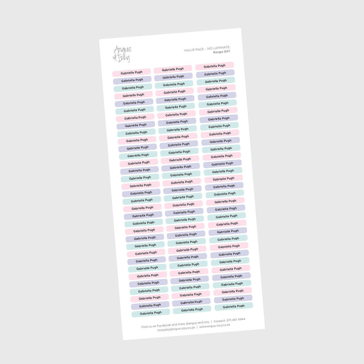 Name Tag Value Packs — Angus & Izzy