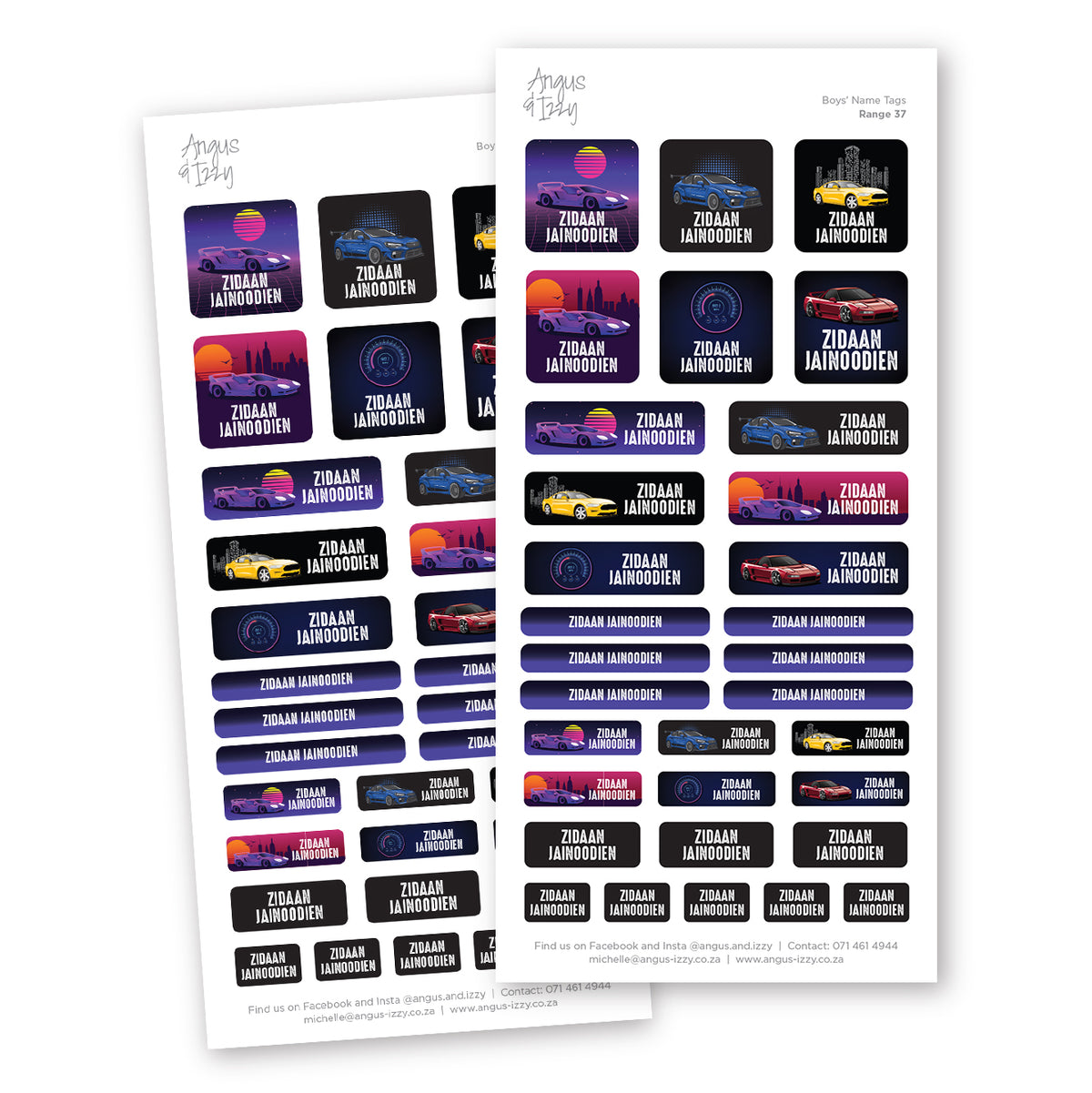 Name Tags Variety Sticker Pack B37 — Angus & Izzy