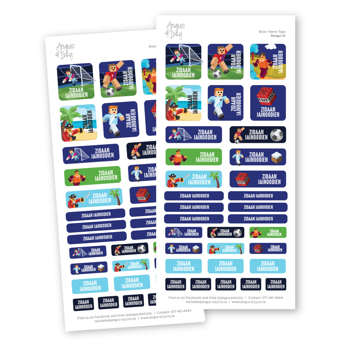 Name Tags Variety Sticker Pack B41 — Angus & Izzy