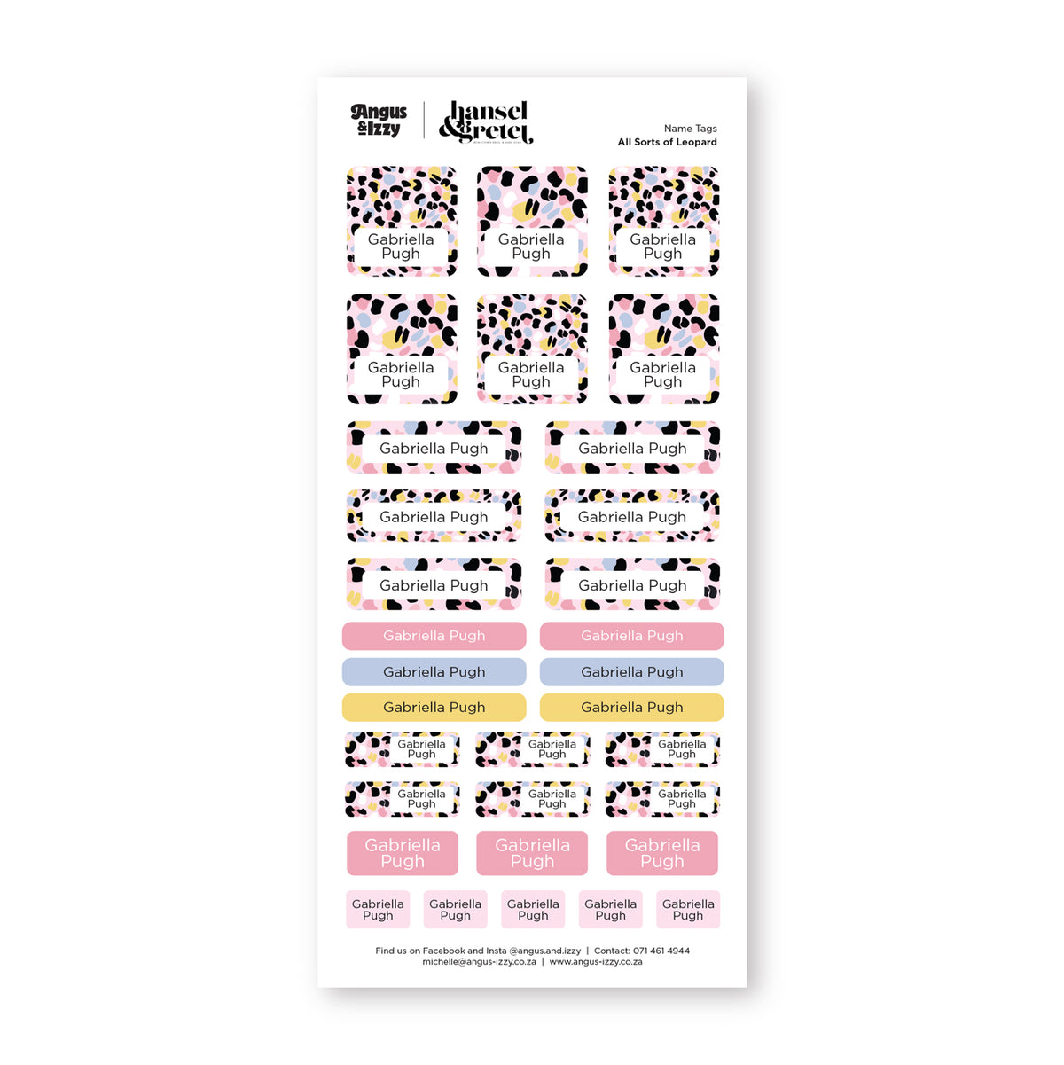 H&G Name Tags Variety Sticker Pack - All Sorts Of Leopard — Angus & Izzy