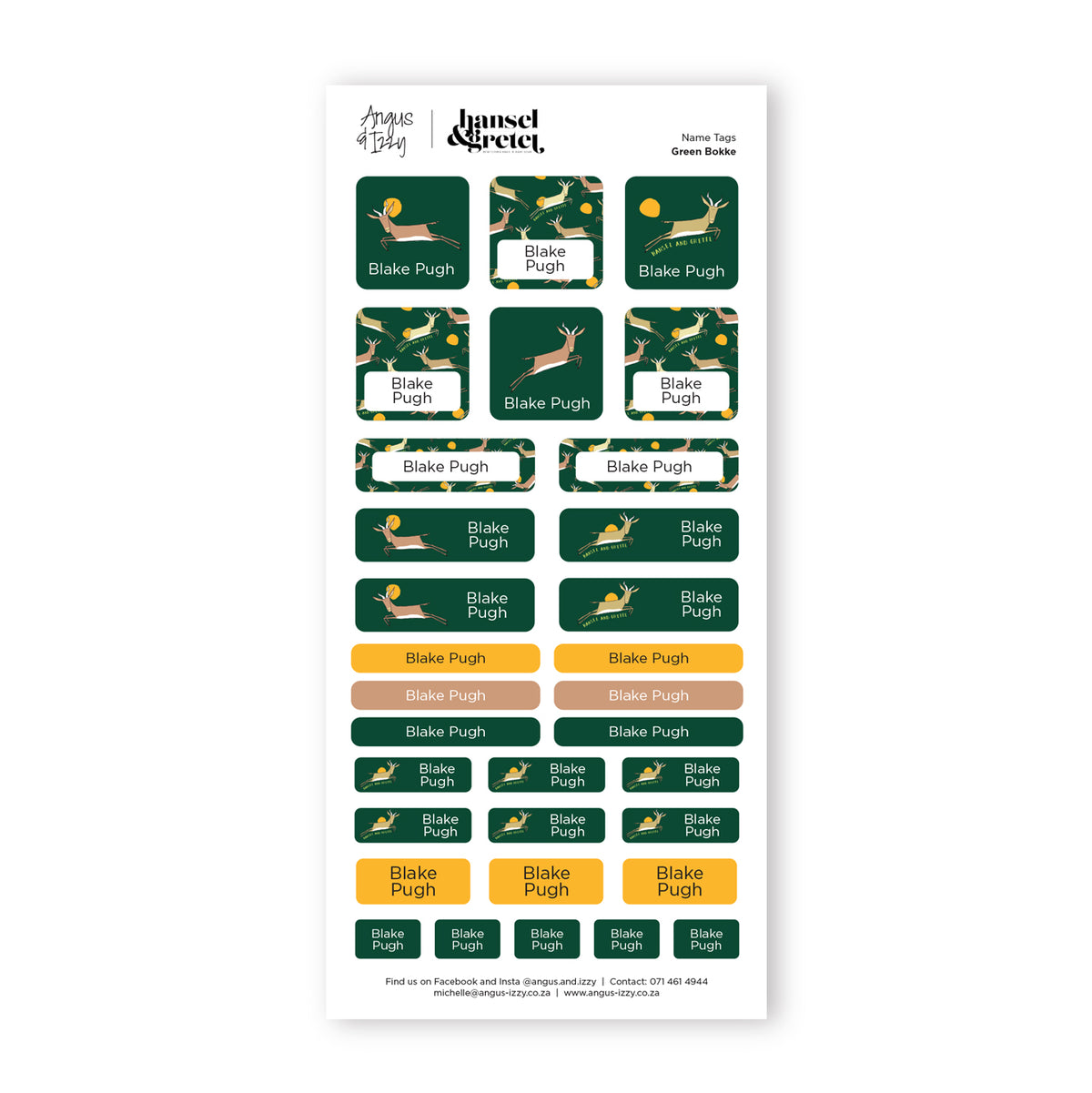 H&G Name Tags Variety Sticker Pack - Bokke — Angus & Izzy