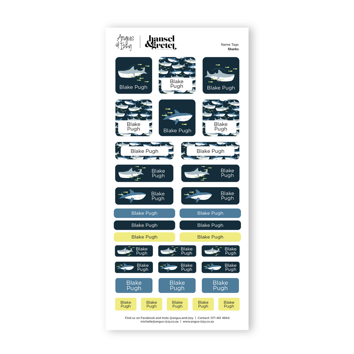 H&G Name Tags Variety Sticker Pack - Sharks — Angus & Izzy