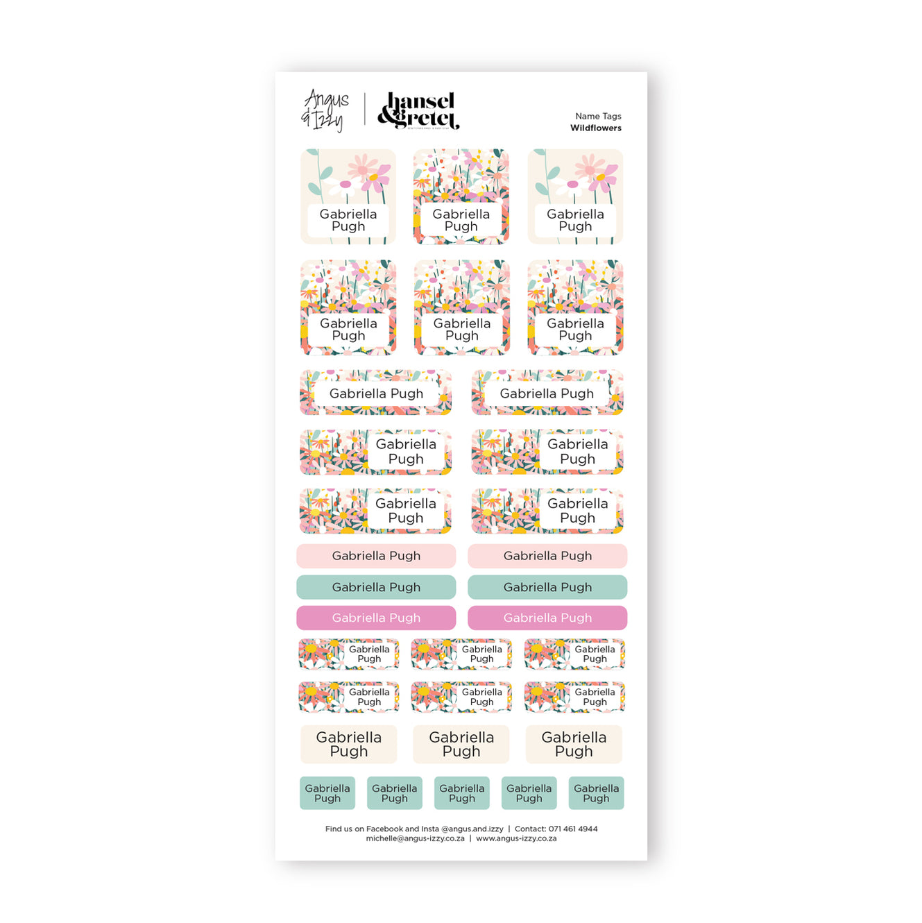 H&G Name Tags Variety Sticker Pack - Wild Flowers — Angus & Izzy