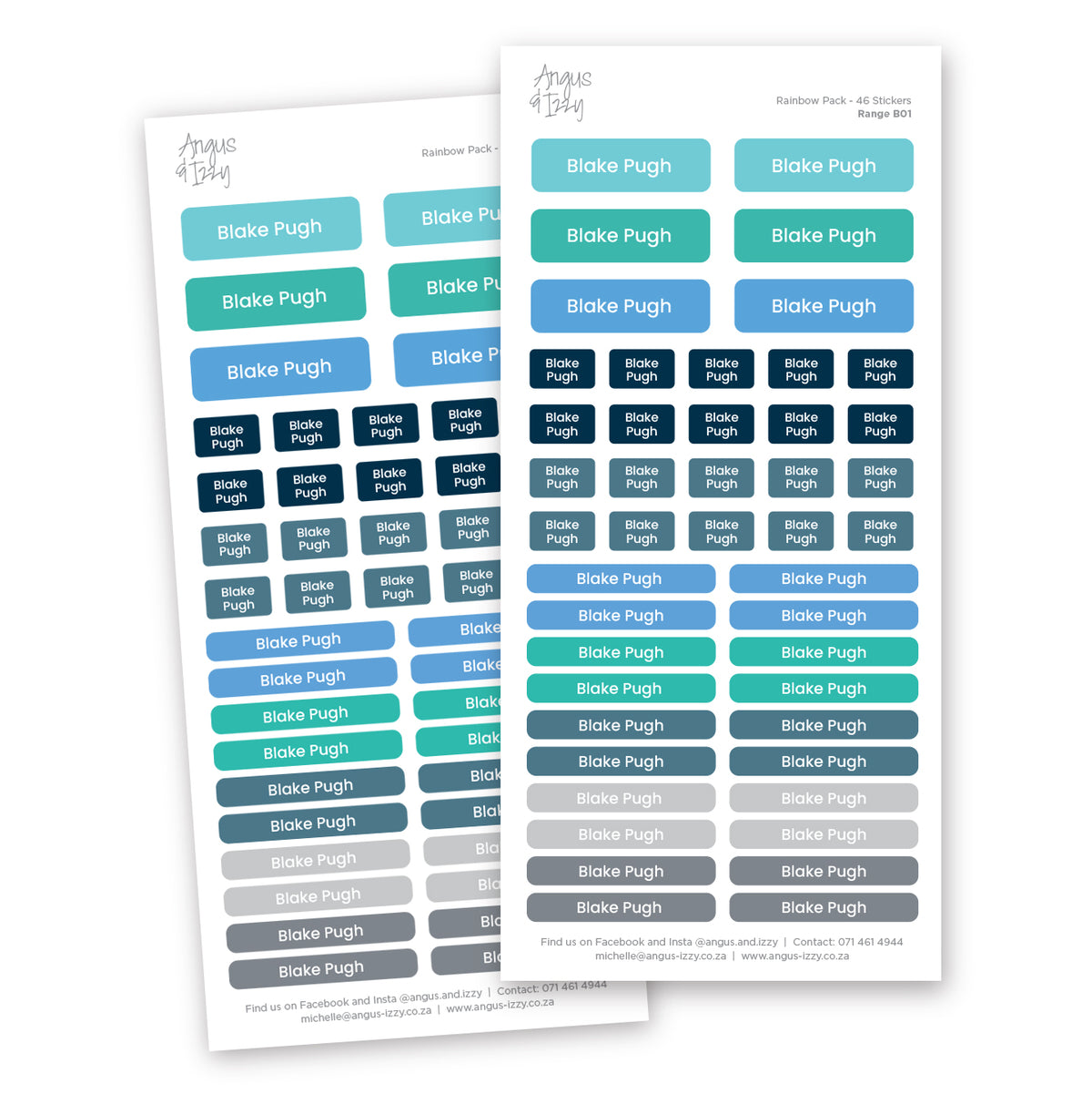 Name Tag Rainbow Packs — Angus & Izzy