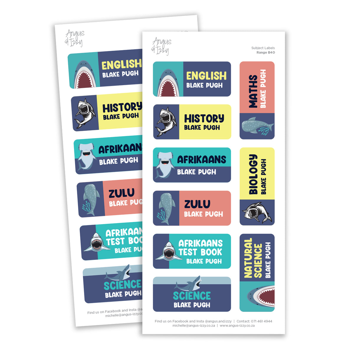 Subject Labels - B40 — Angus & Izzy