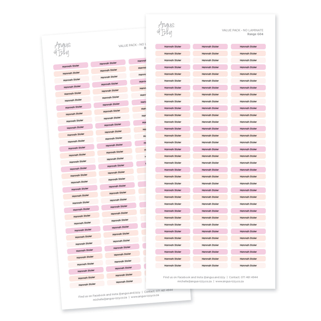 Name Tag Value Packs — Angus & Izzy