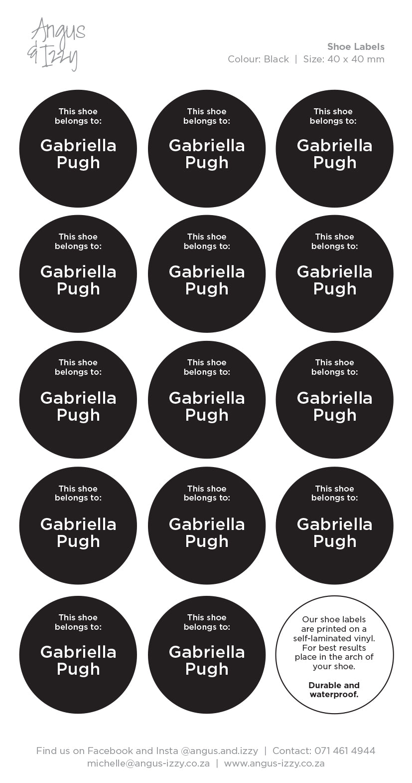 Shoe Label Sticker Pack — Angus & Izzy