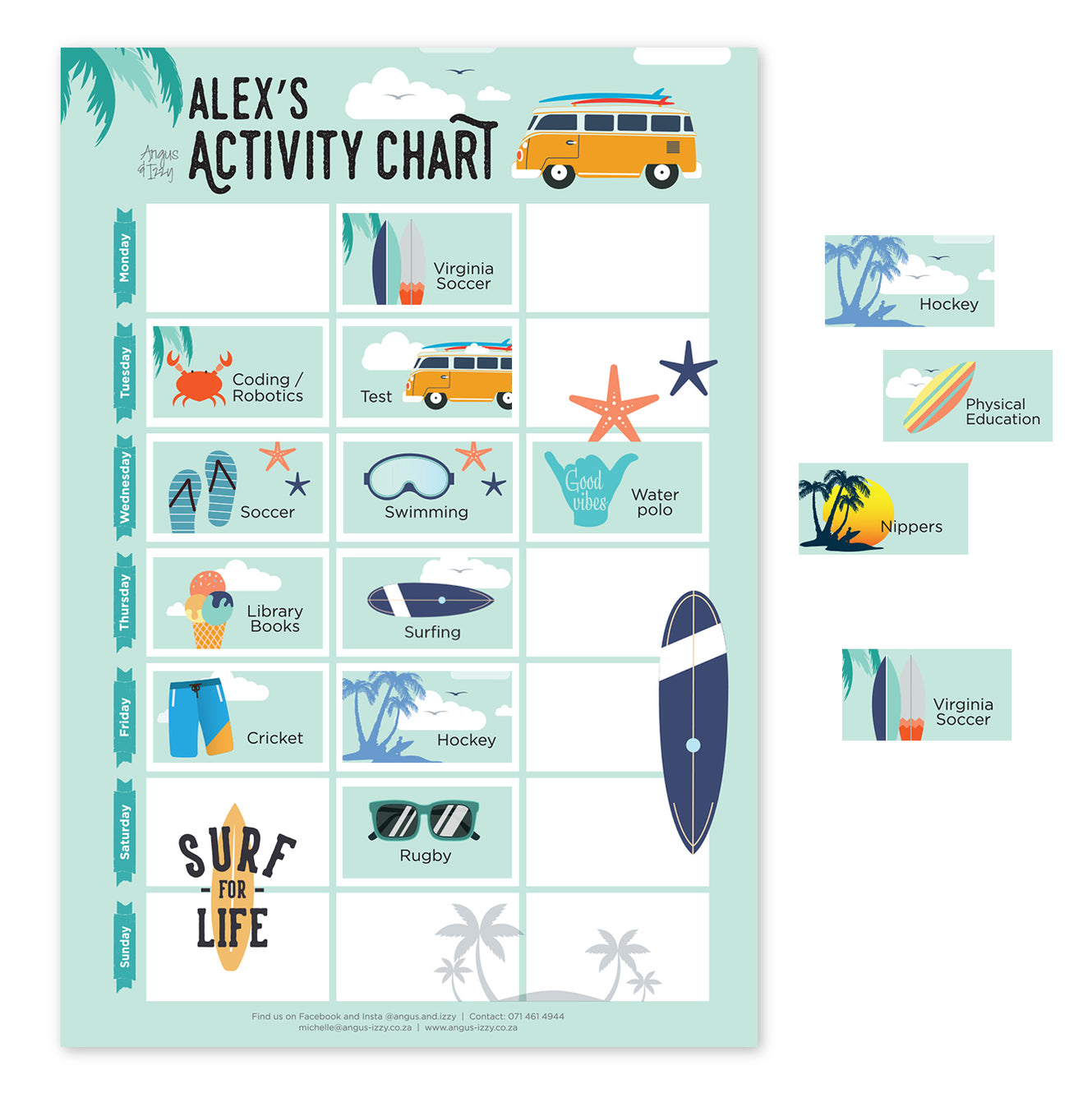 Magnetic Activity Chart - Summer Fun — Angus & Izzy