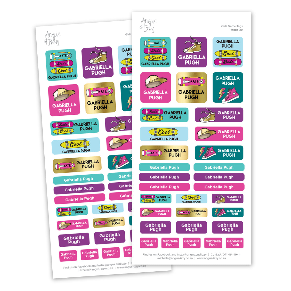 Name Tags Variety Sticker Pack G29 — Angus & Izzy