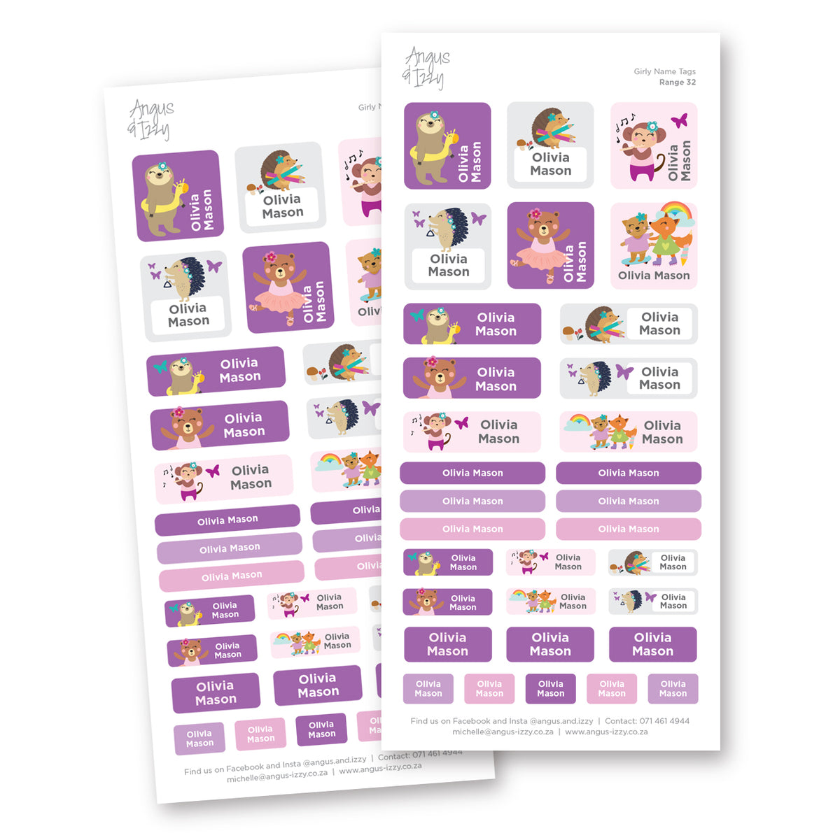 Name Tags Variety Sticker Pack G32 — Angus & Izzy