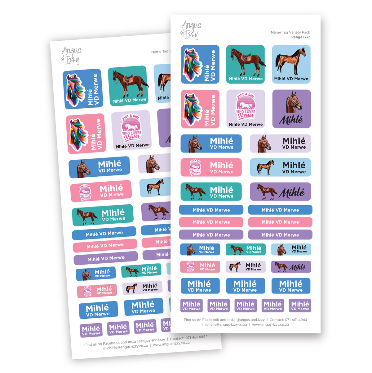 Name Tags Variety Sticker Pack G37 — Angus & Izzy