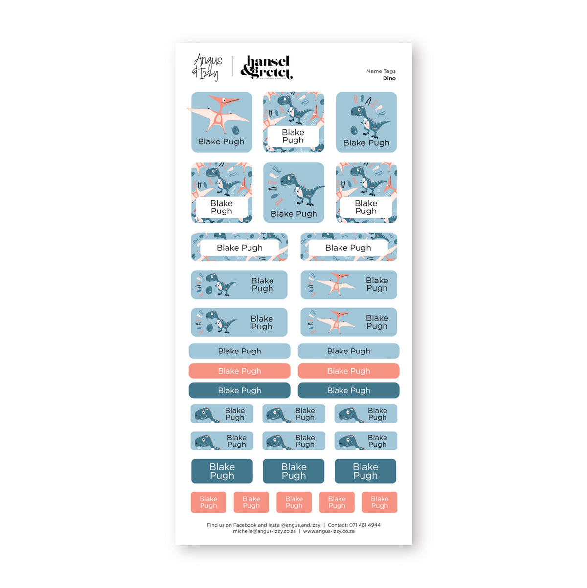 H&G Name Tags Variety Sticker Pack - Dino — Angus & Izzy