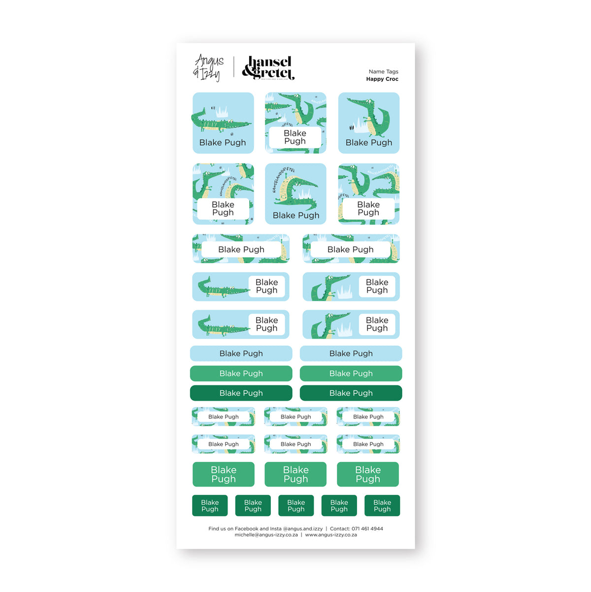 H&G Name Tags Variety Sticker Pack - Happy Croc — Angus & Izzy
