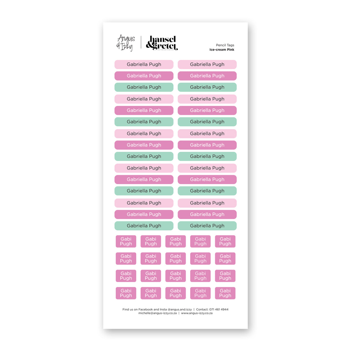 H&G Multi Purpose Labels - Ice-cream Pink — Angus & Izzy