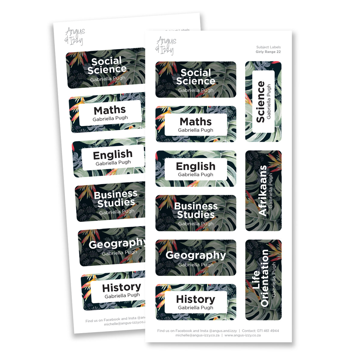 Subject Labels - G22 — Angus & Izzy