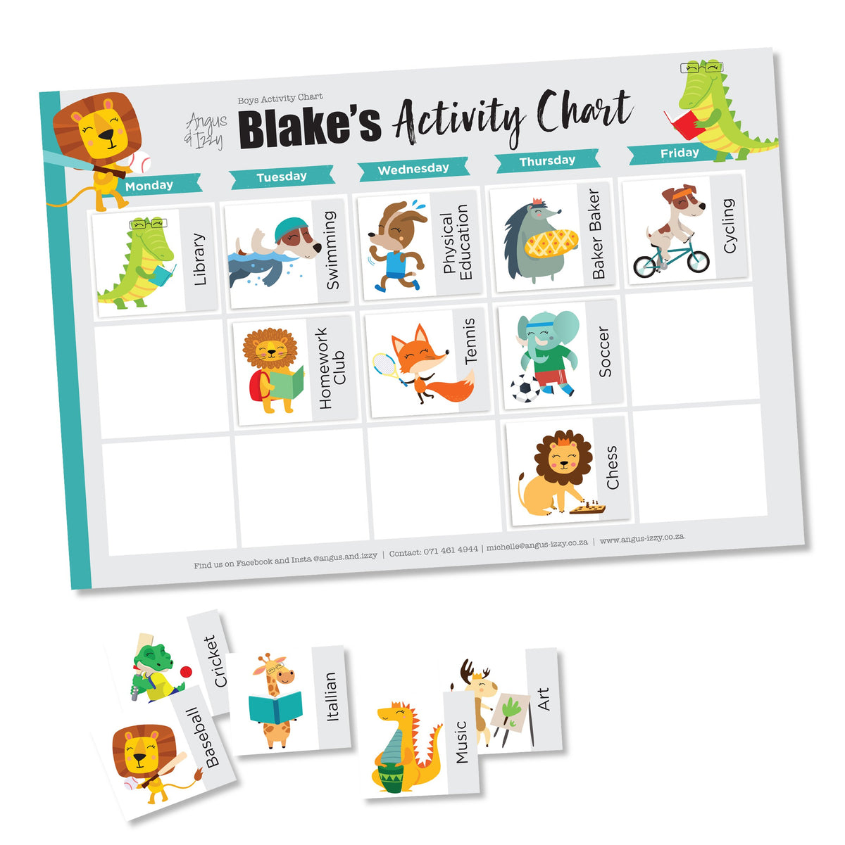 Magnetic Activity Chart - Jungle Friends Landscape B03 — Angus & Izzy