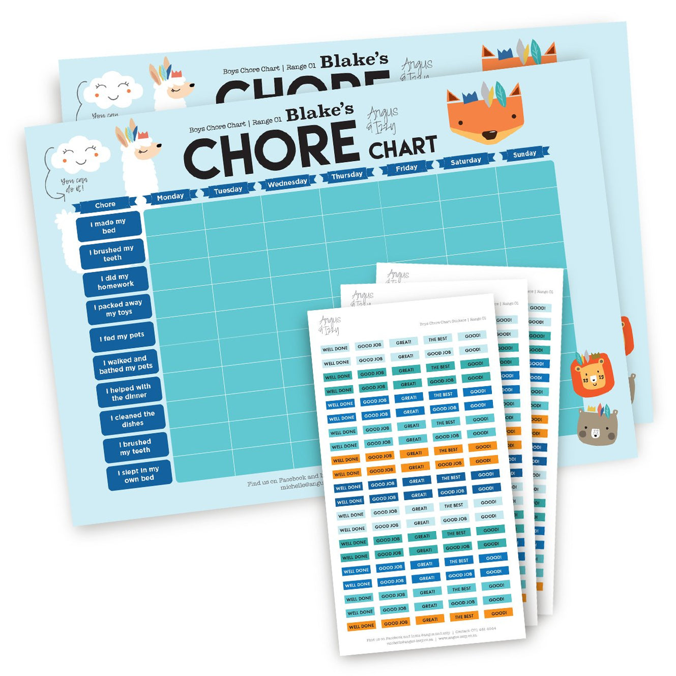 Boys Chore Chart - Range 01 — Angus & Izzy