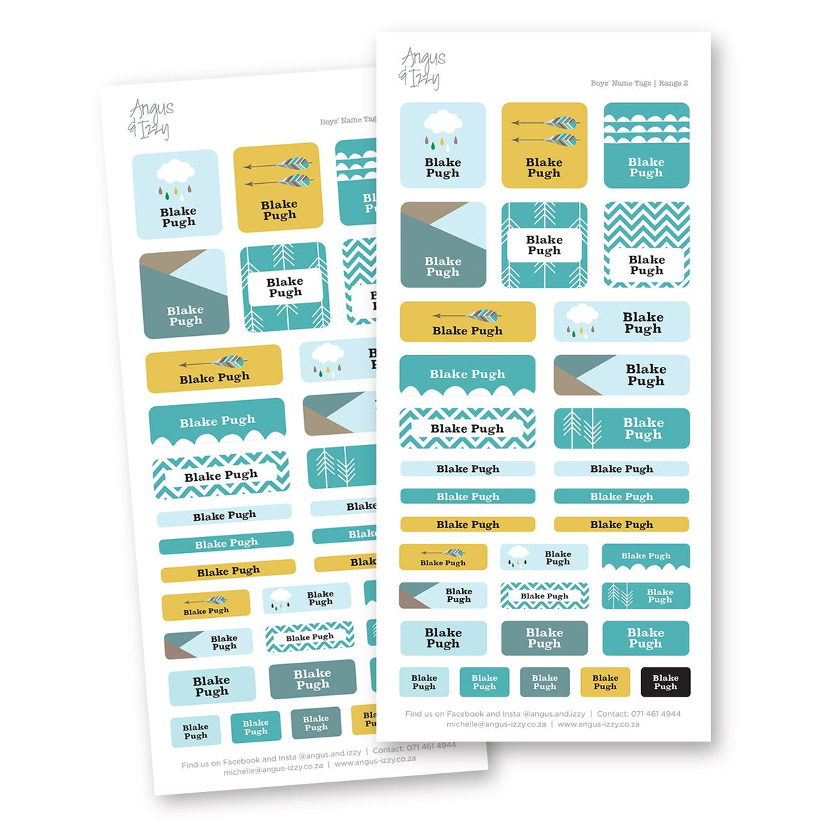 Name Tags Variety Sticker Pack B02 — Angus & Izzy