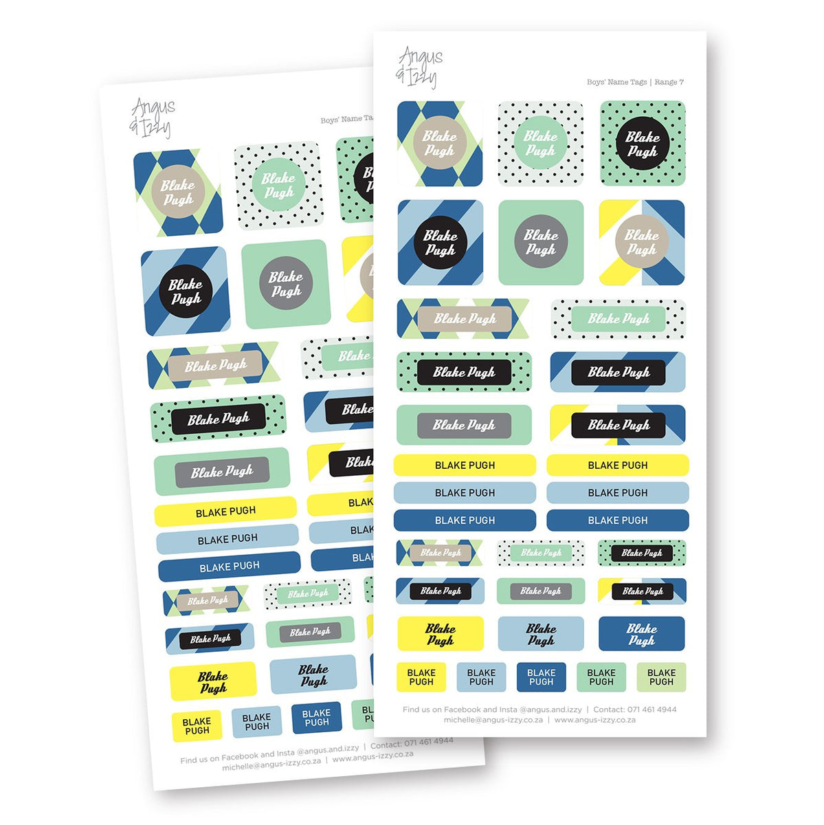 Name Tags Variety Sticker Pack B07 – Angus & Izzy