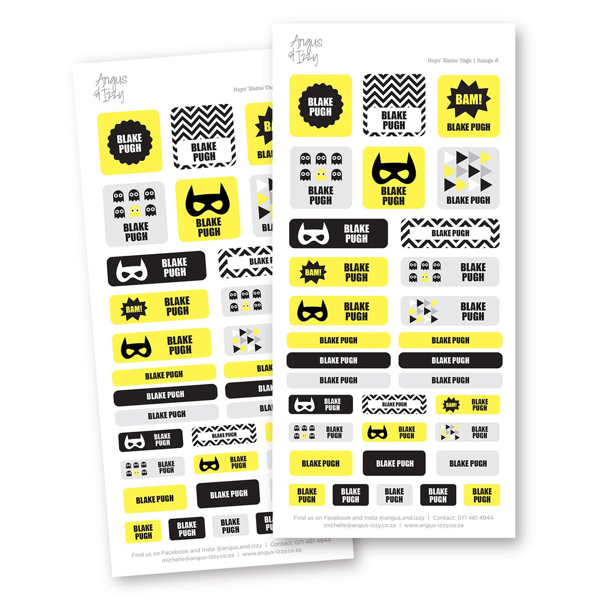 Name Tags Variety Sticker Pack B08 — Angus & Izzy