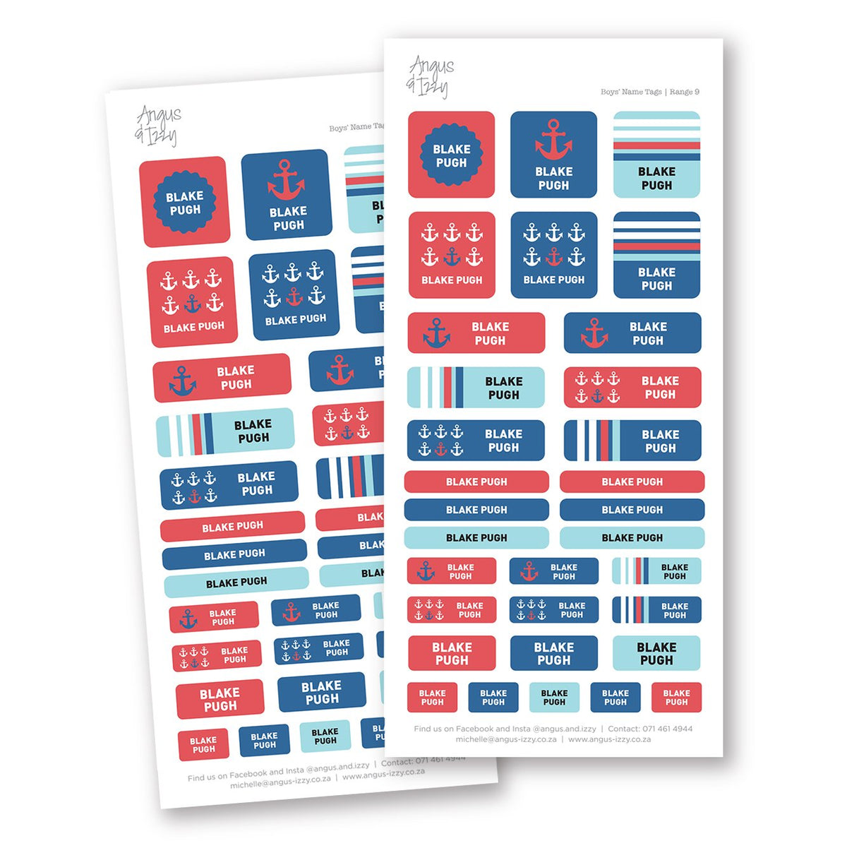 Name Tags Variety Sticker Pack B09 — Angus & Izzy