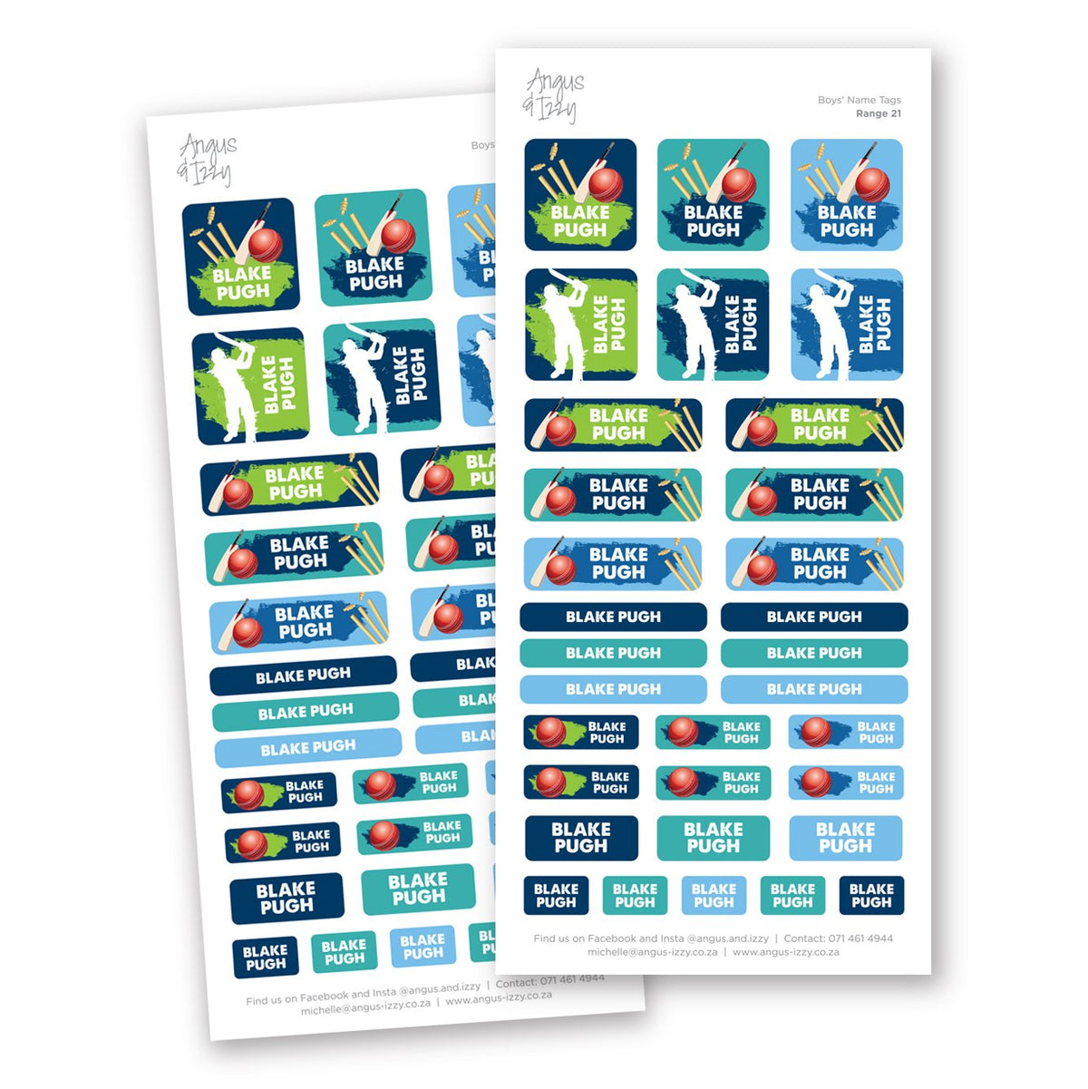 Name Tags Variety Sticker Pack B21 — Angus & Izzy