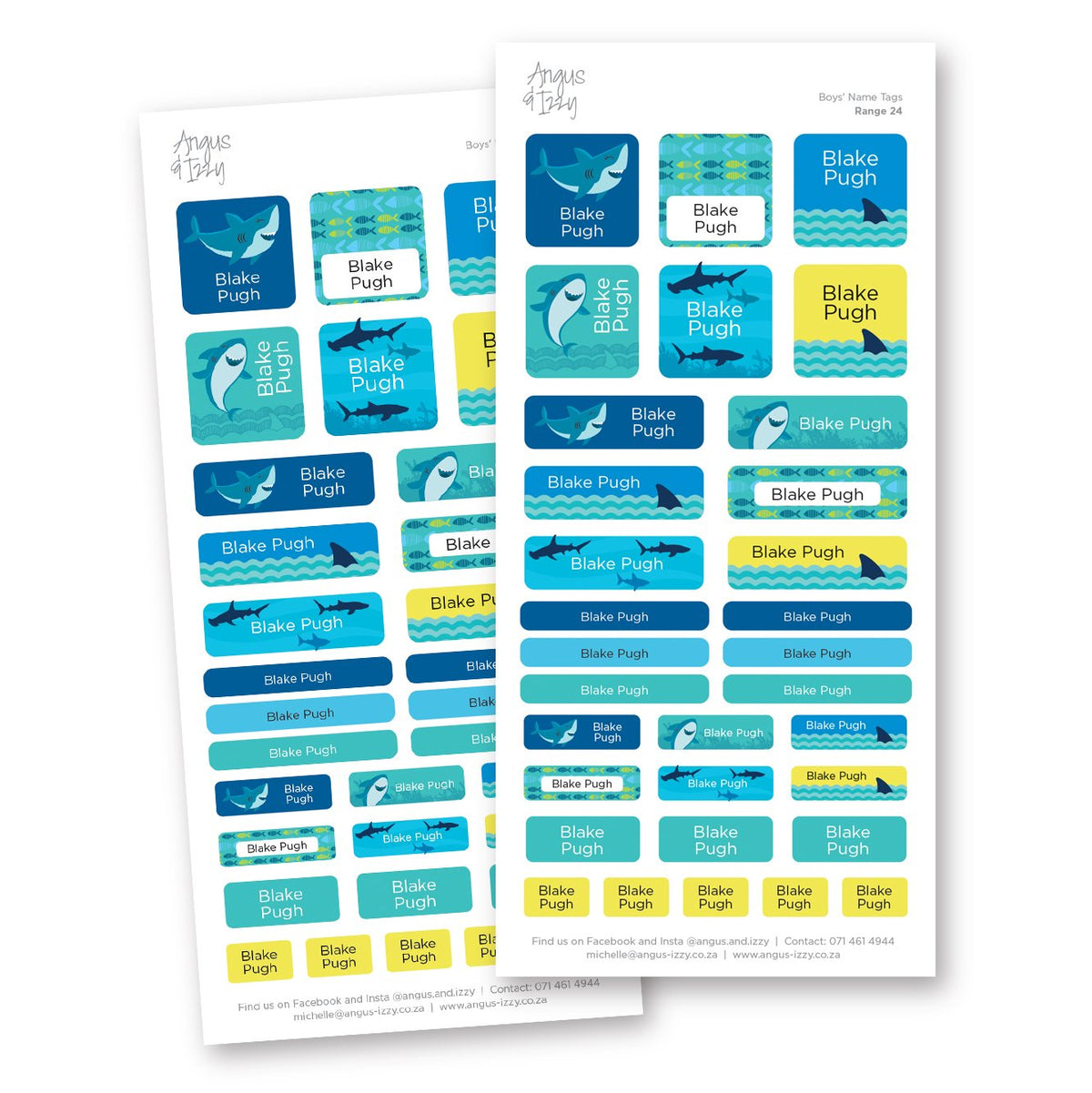 Name Tags Variety Sticker Pack B24 — Angus & Izzy