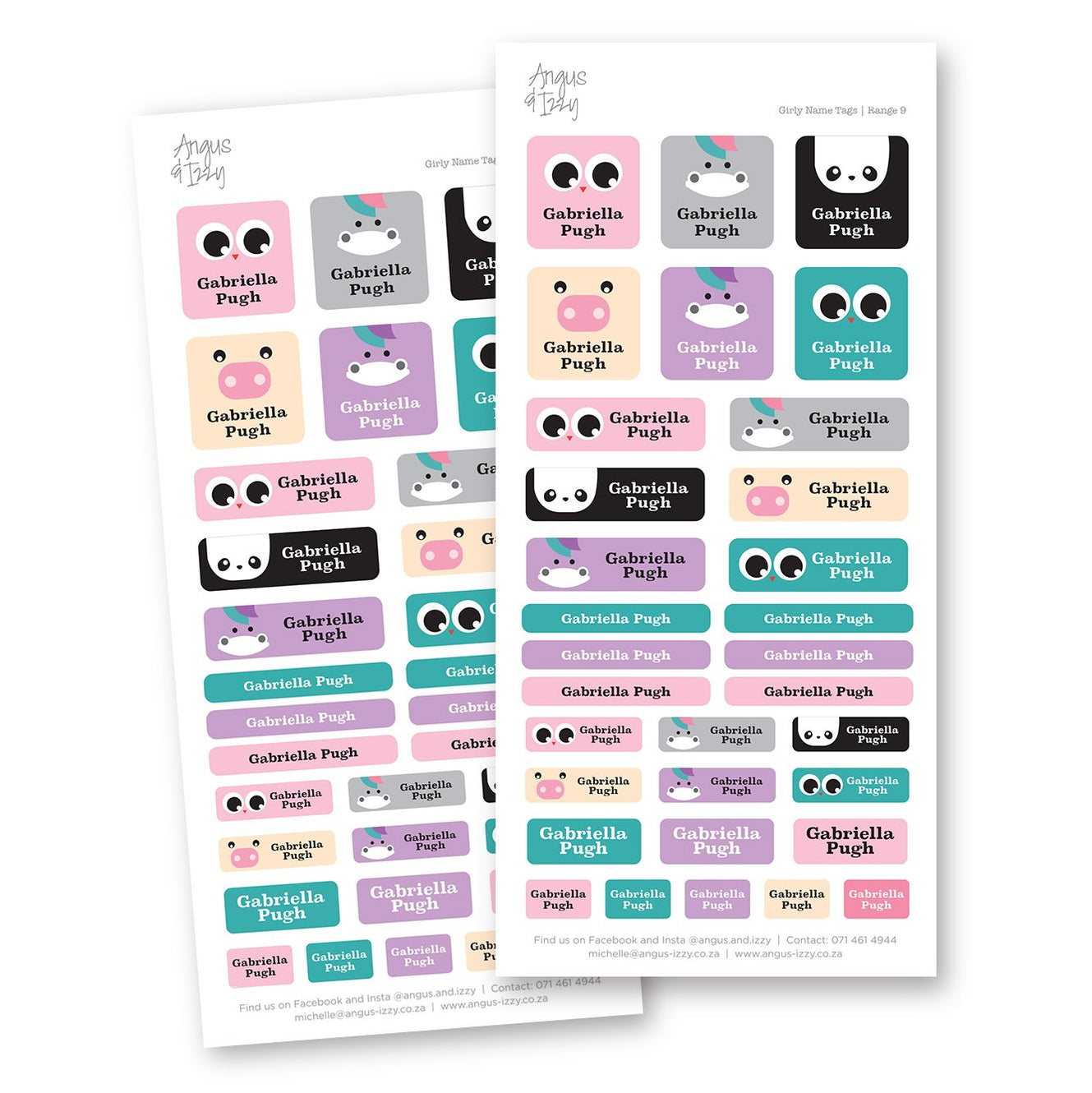 Name Tags Variety Sticker Pack G09 — Angus & Izzy