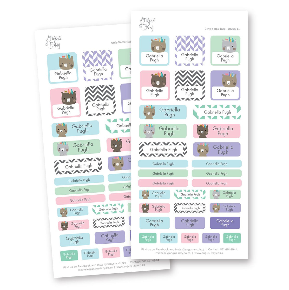 Name Tags Variety Sticker Pack G11 — Angus & Izzy