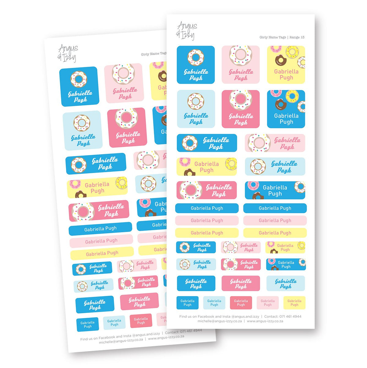 Name Tags Variety Sticker Pack G13 — Angus & Izzy