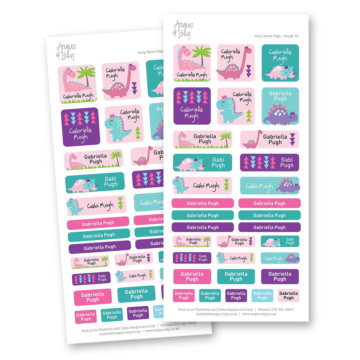 Name Tags Variety Sticker Pack G15 — Angus & Izzy
