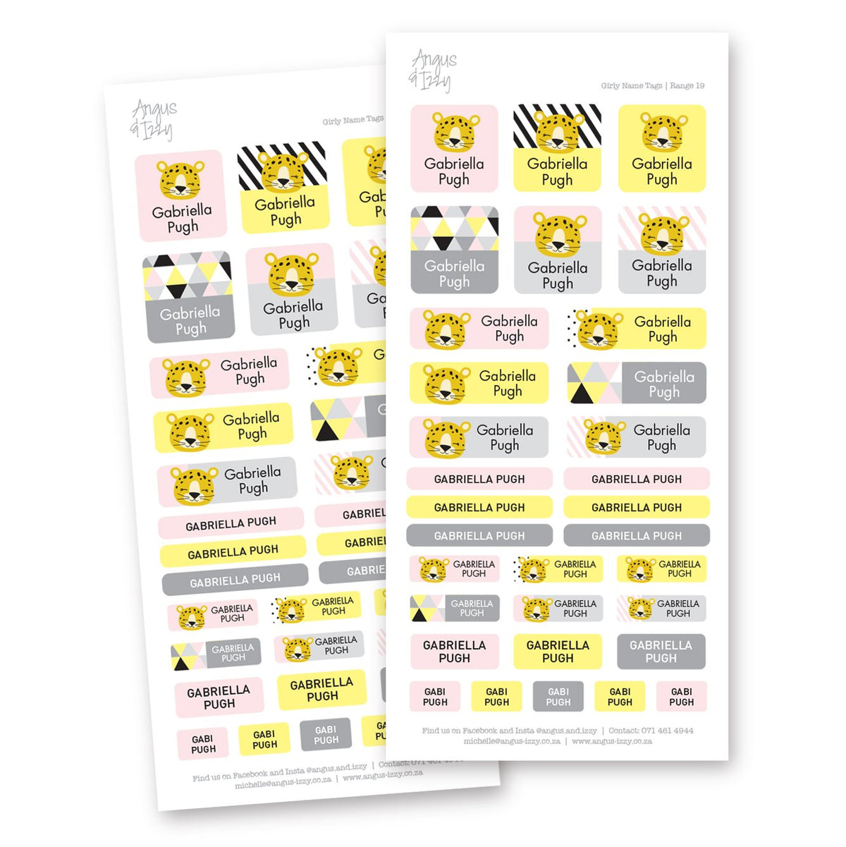 Name Tags Variety Sticker Pack G19 — Angus & Izzy