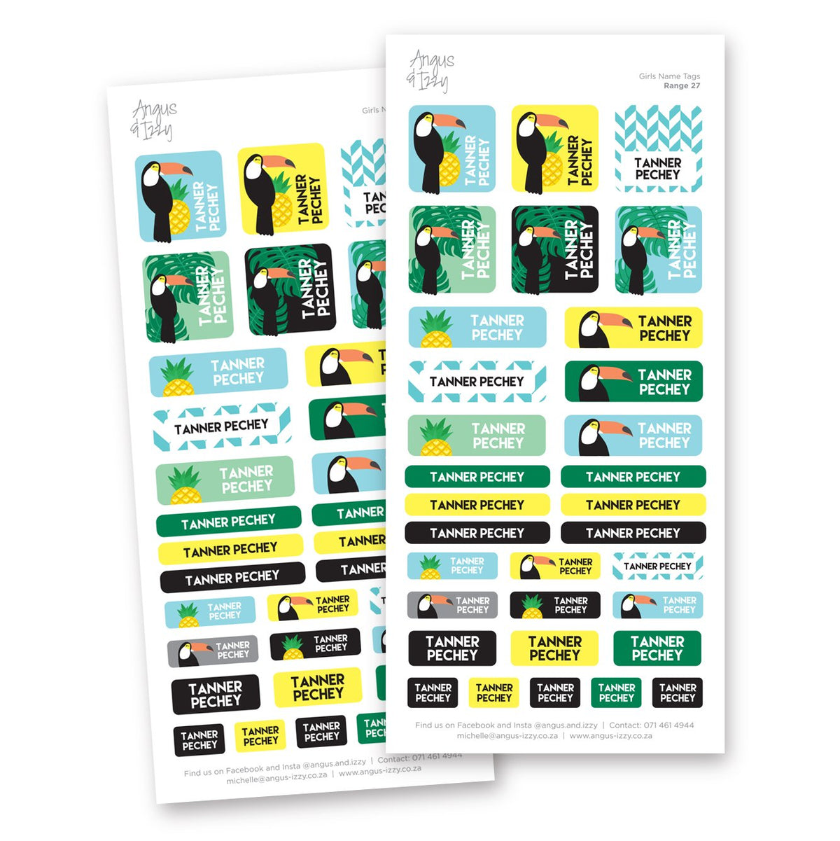 Name Tags Variety Sticker Pack G27 — Angus & Izzy