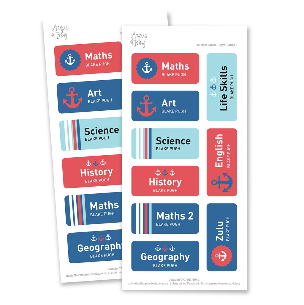 Subject Labels — Angus & Izzy