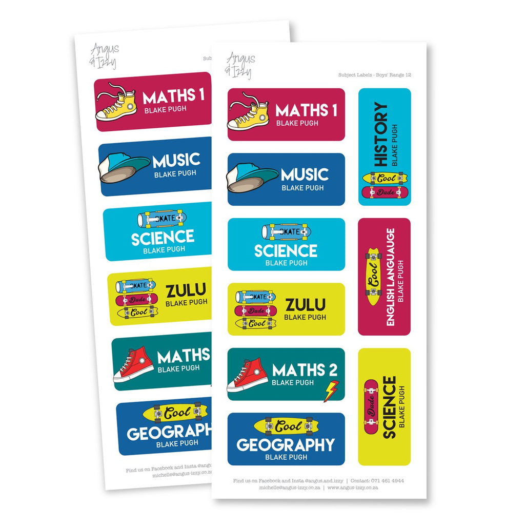 Subject Labels — Angus & Izzy