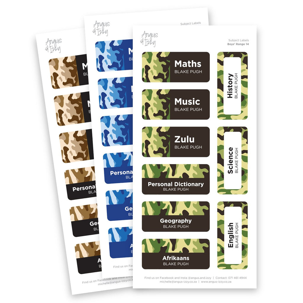 Subject Labels — Angus & Izzy